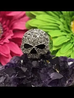 Unsigned | Jewelry | Crystal Pav Skull Statement Ring Stainless Steel ...